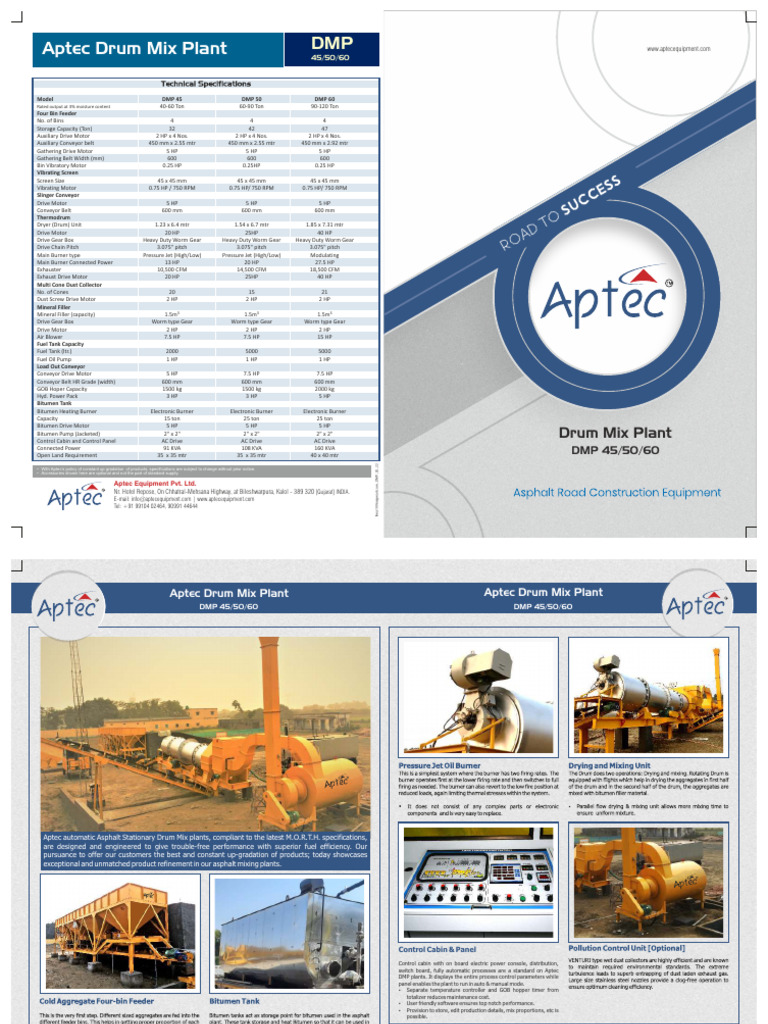 Aptec Drum Mix Plant (1) (2218) | PDF | Gear | Manufactured Goods