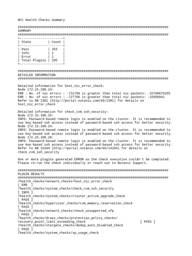 NCC Health Checks Summary Report | PDF | Computing | Communications ...