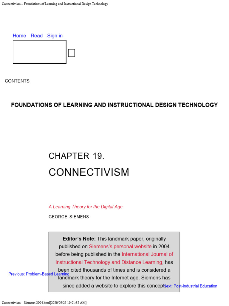 Connectivism - Siemens 2004.html | PDF | Learning Theory (Education ...