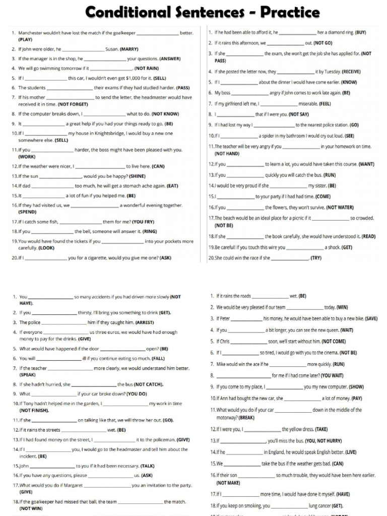 Full Conditional Sentences - Practice | PDF