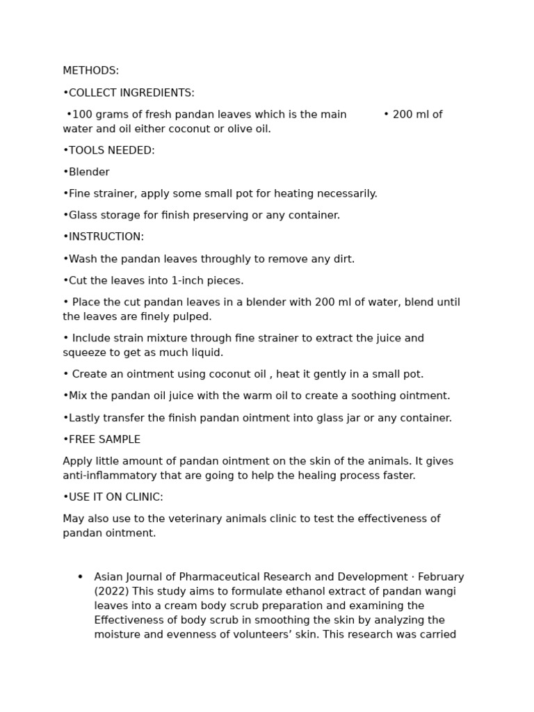Methods, RRL Local & Foreign | PDF | Topical Medication | Mixture