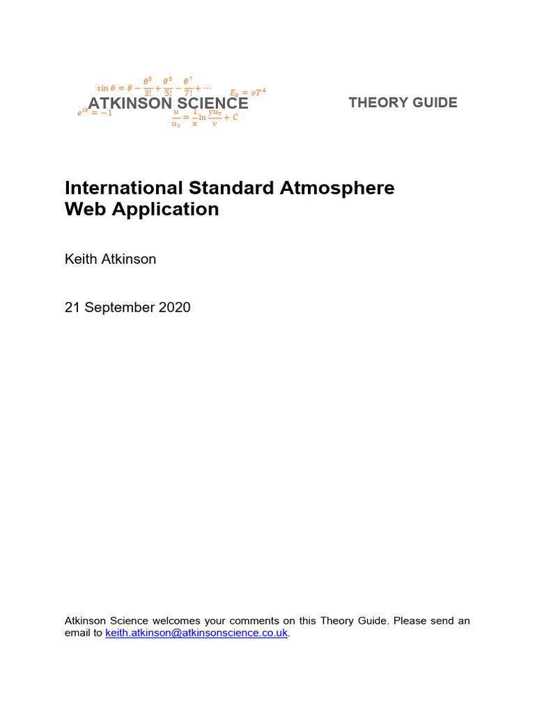 Atkinson - International Standard Atmosphere Theory Guide | PDF ...
