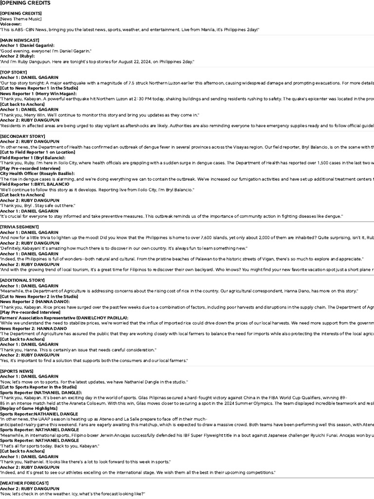 English News Report Script | PDF