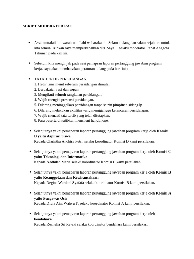 Script MC Moderator Rat MPK | PDF