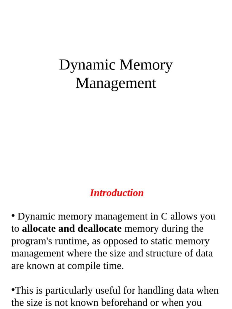 Dynamic Memory Management | PDF | Pointer (Computer Programming ...
