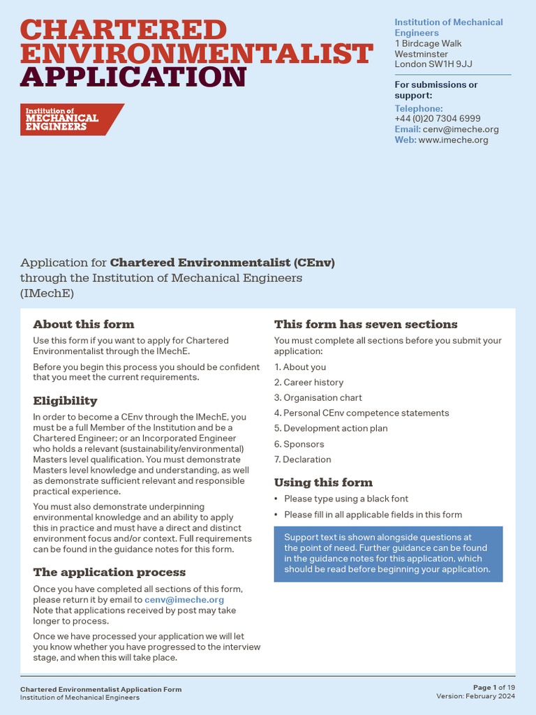 Chartered Environmentalist Application Form | PDF | Sustainability ...