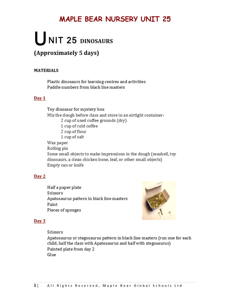 01-Nursery_Unit 25_Dinosaurs(43pg) | PDF | Dinosaurs | Fossil