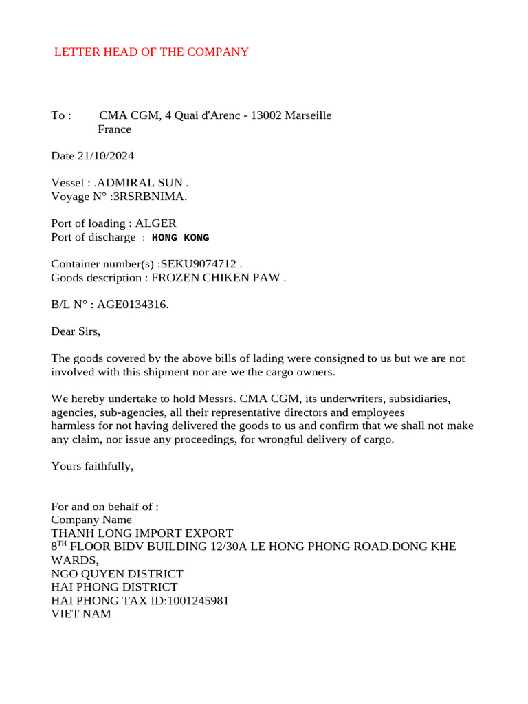 LOR - Letter of Renouncement | PDF