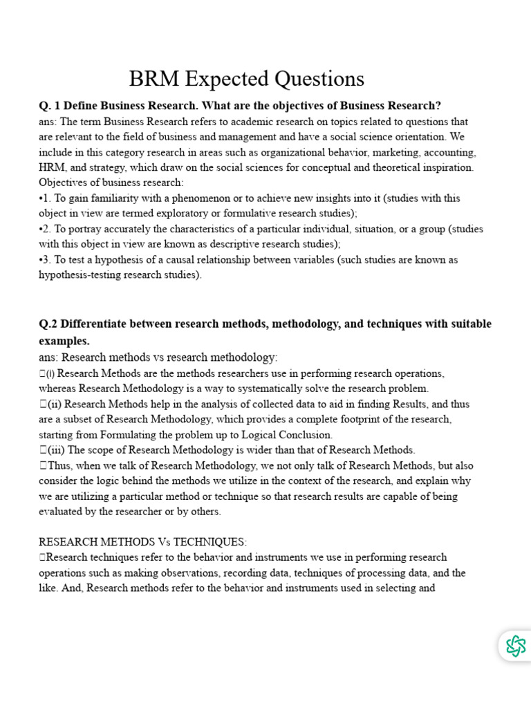 brm | PDF | Methodology | Level Of Measurement