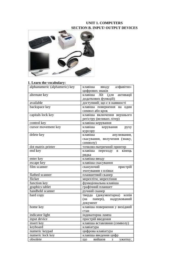 Input Output Devices Pdf Computer Monitor Computer Keyboard