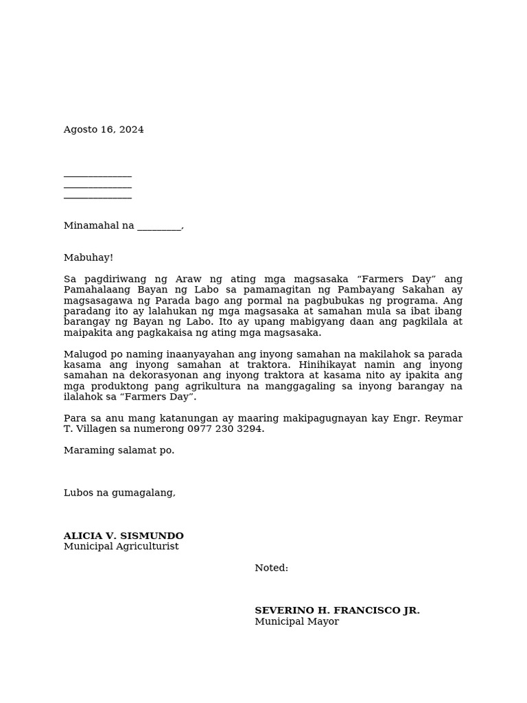 Com - Letter. Parade | PDF