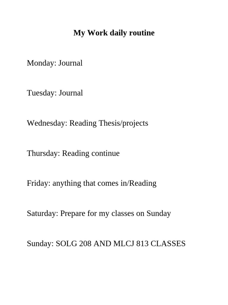 My Work Daily Routine | PDF