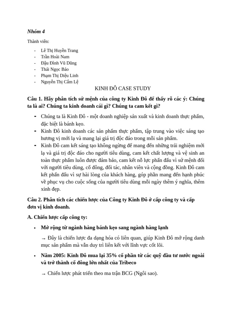 Kinh Đô Casestudy | PDF