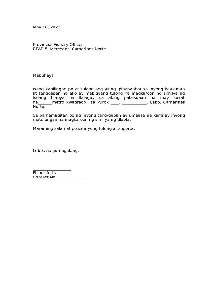 Request Letter_fingerlings May2422 | PDF