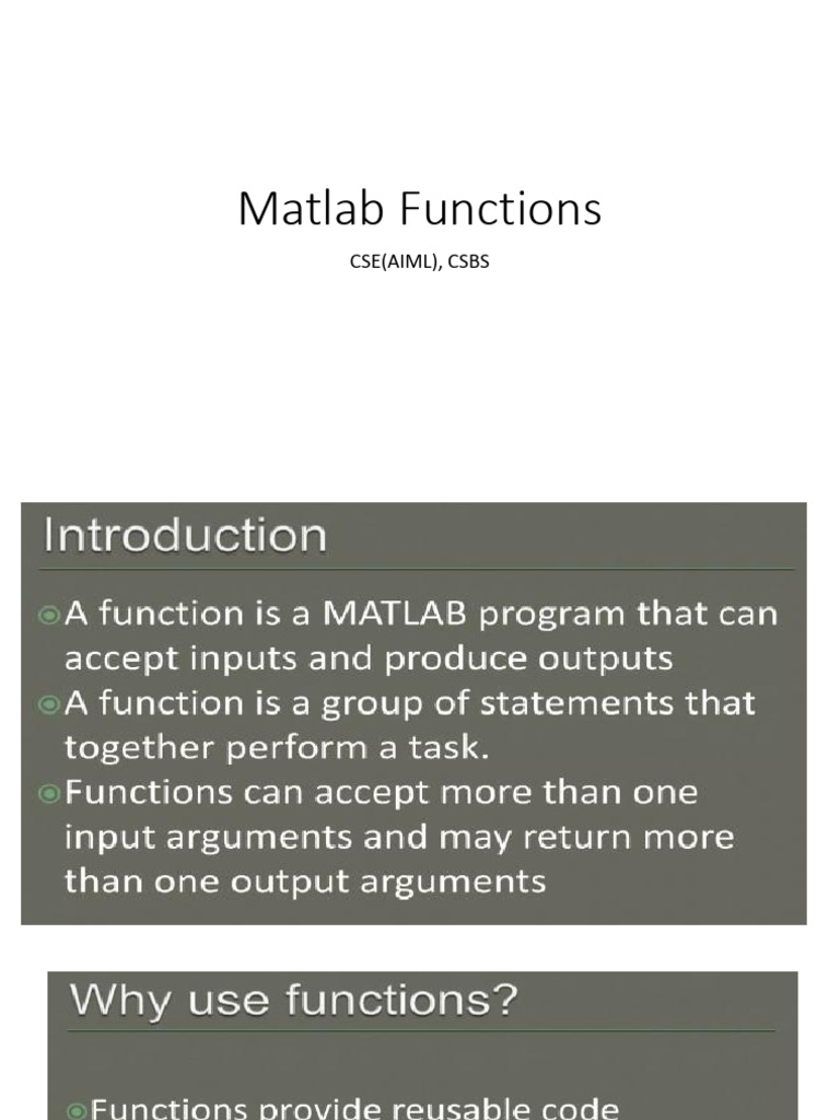 MATLAB Functions | PDF