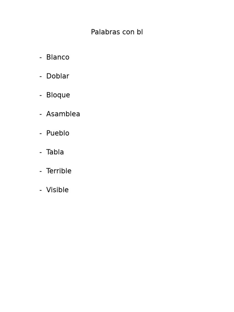 Palabras Con Bl | PDF