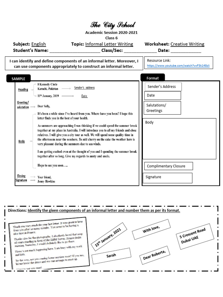 Eng Class 6 Week 2 (Writing) | PDF
