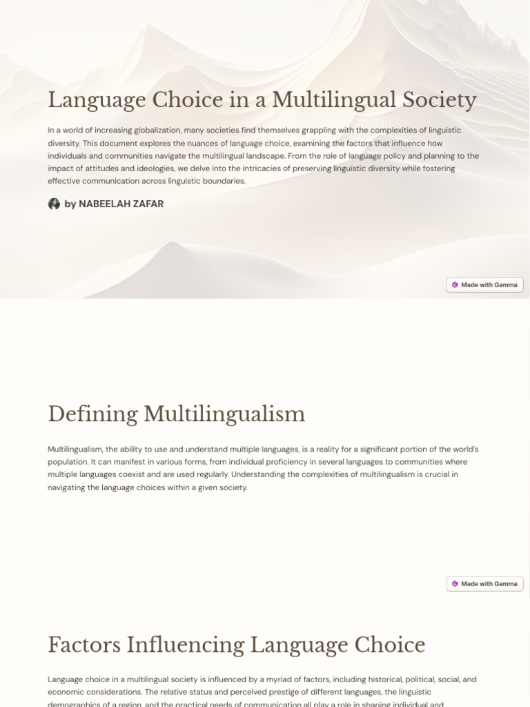 Language Choice in A Multilingual Society | PDF | Multilingualism | Communication