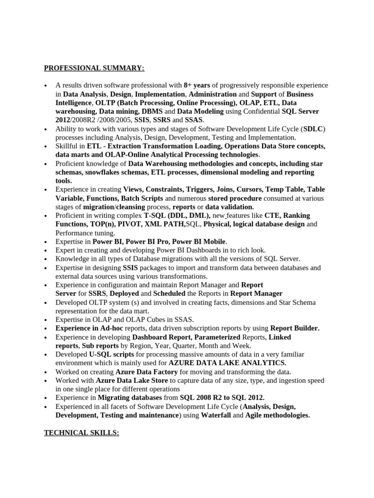 Power BI Resume 01 | PDF | Microsoft Sql Server | Databases