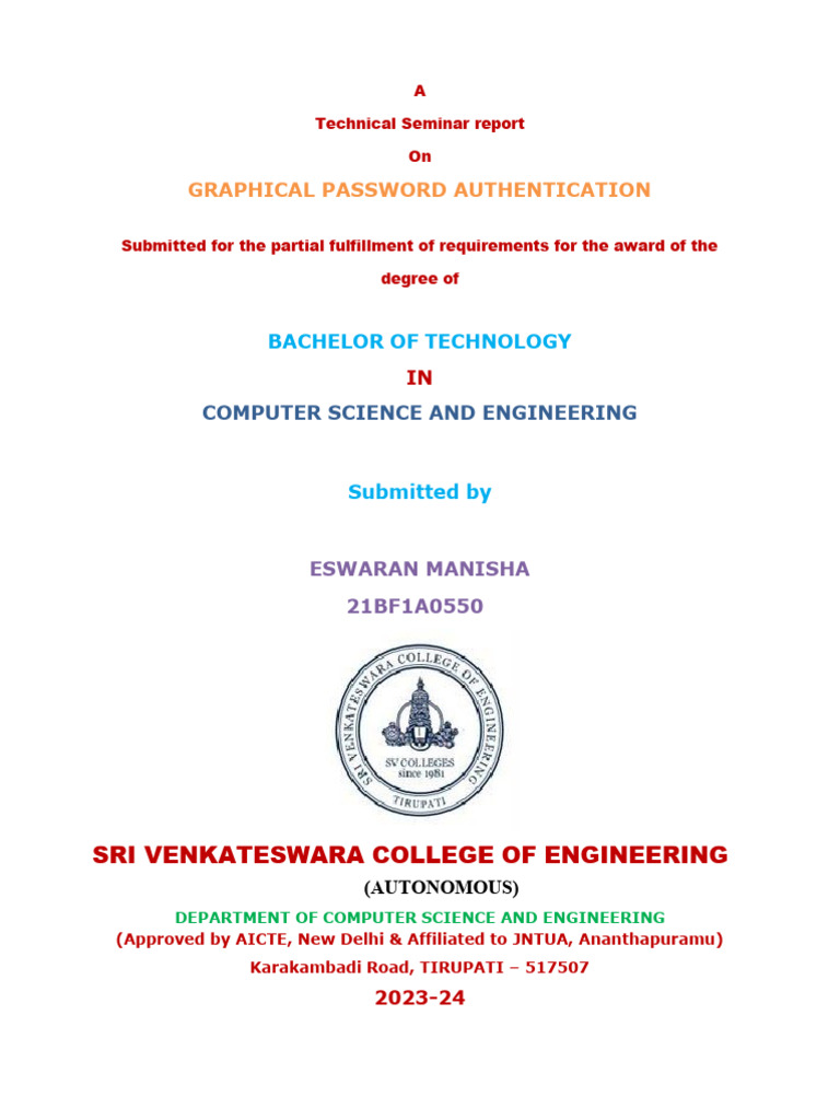 Technical Seminar Report | PDF | Password | Biometrics