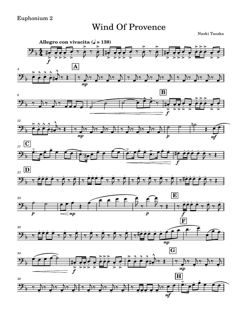 Wind of Provence for Euphonium | PDF