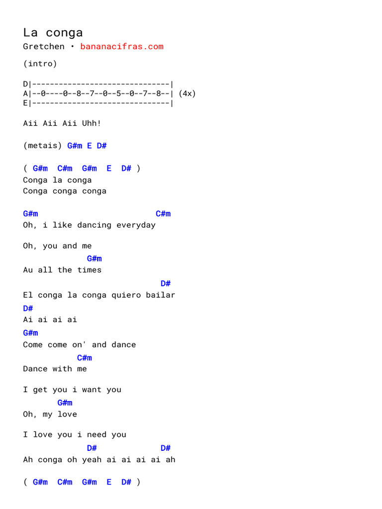 La Conga CIFRA Gretchen | PDF