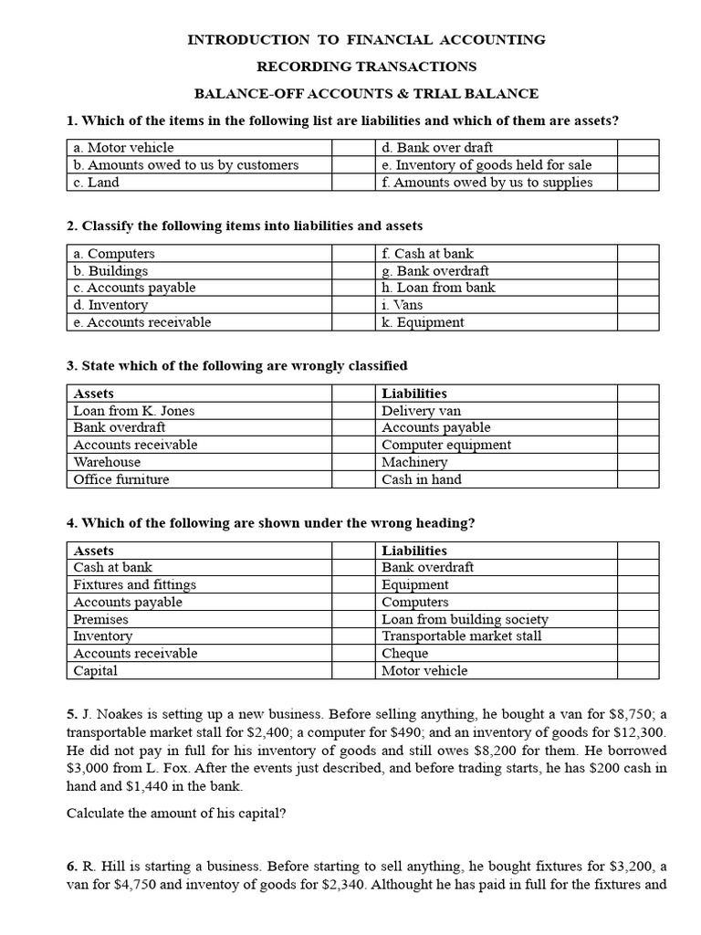Exercises Pdf Banks Debits And Credits