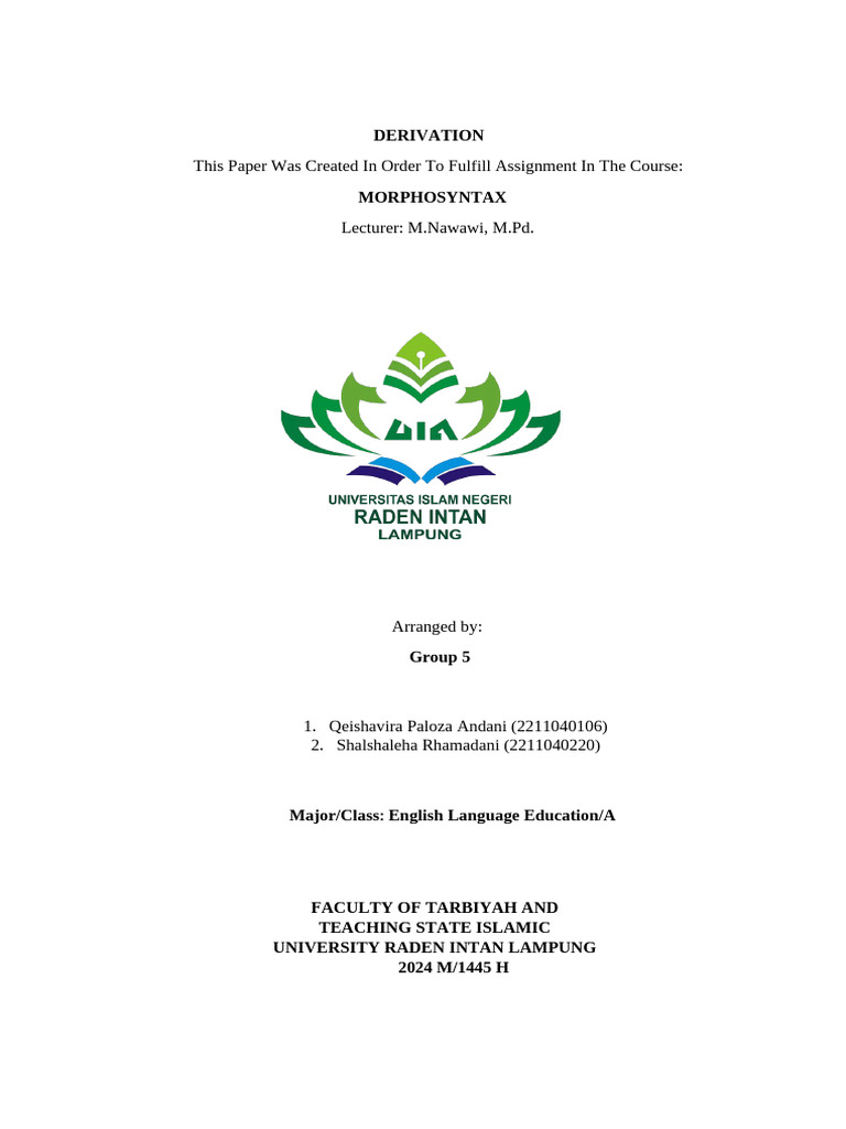 DERIVATION | PDF | Morphology (Linguistics) | Word