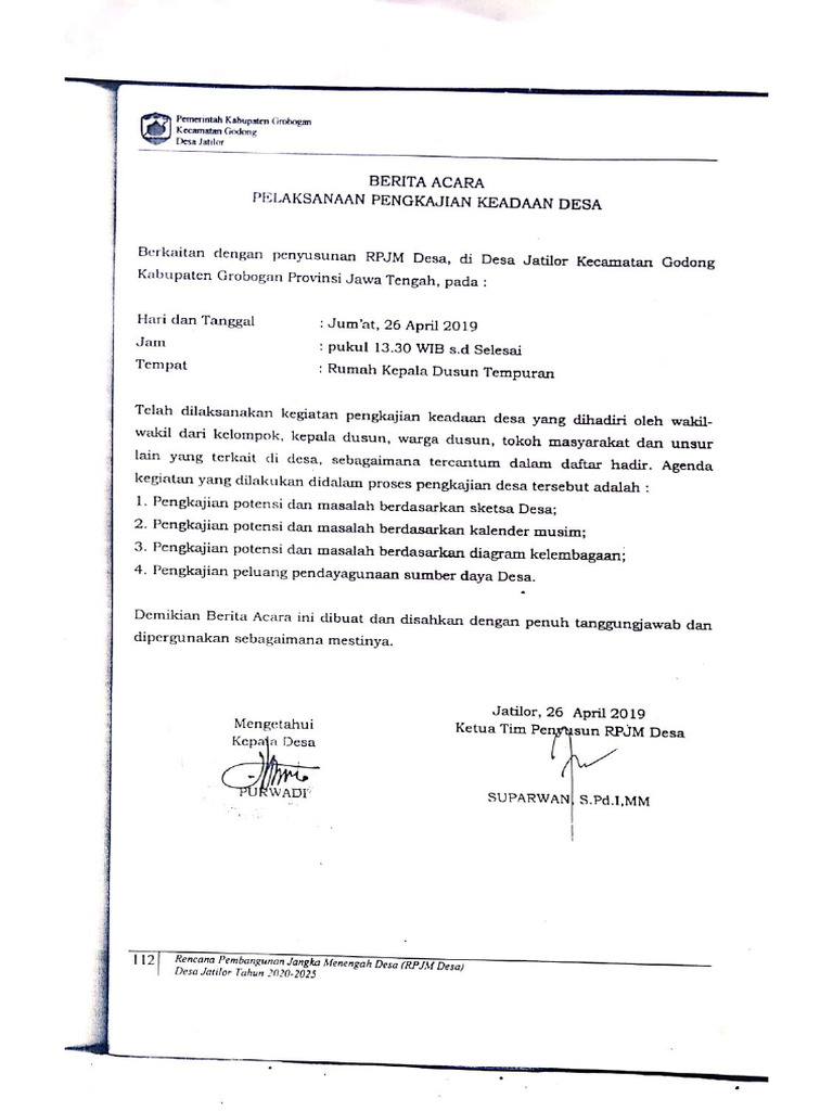 1.65 Musdus RPJMDesa | PDF