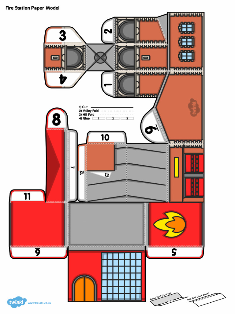 T T 25688 3D Fire Station Paper Model Activity 1 | PDF