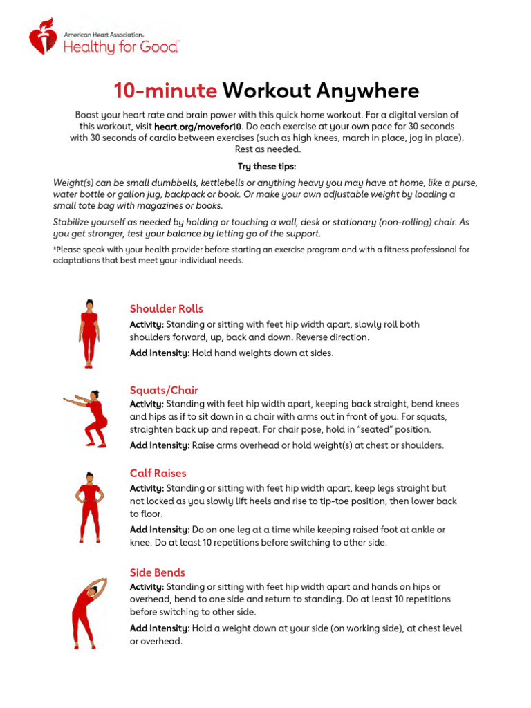 10 Minute Workout Infographic | PDF | Chair | Physical Exercise