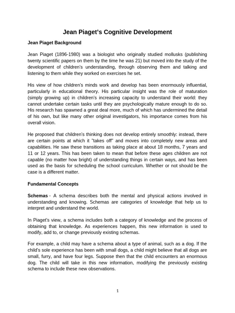 Piaget's Stages for Educators | PDF | Schema (Psychology) | Reason