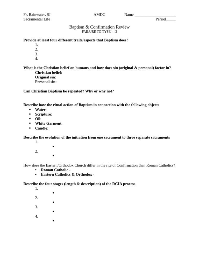 Baptism & Confirmation Study Guide | PDF