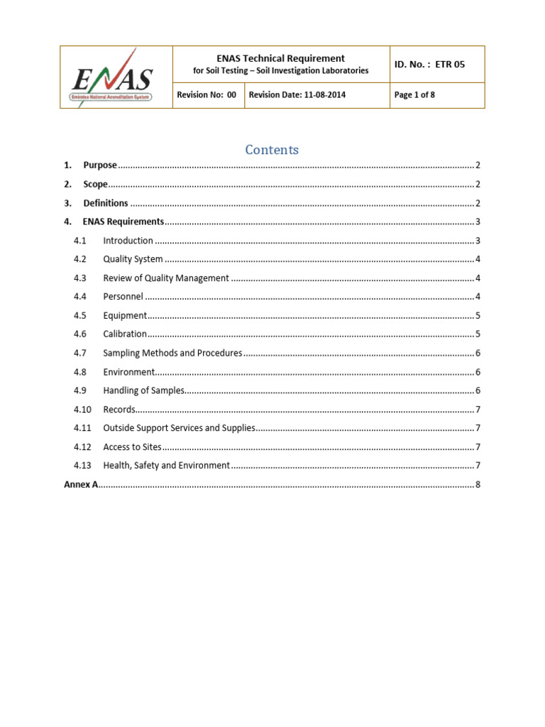 ETR 05 For Soil Testing Geotechnical Laboratories - Rev0 | PDF