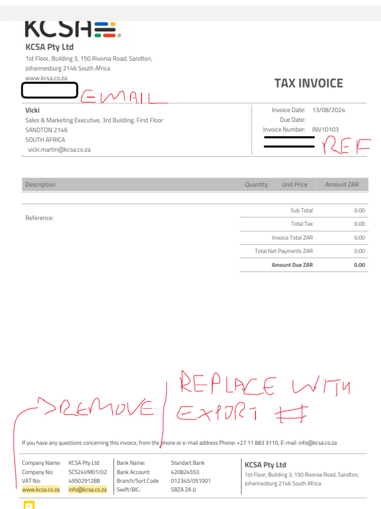 Invoice INV10103 Template Changes 1 | PDF