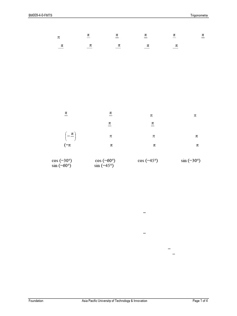 Trigonometry Exercises and Solutions | PDF | Elementary Mathematics ...