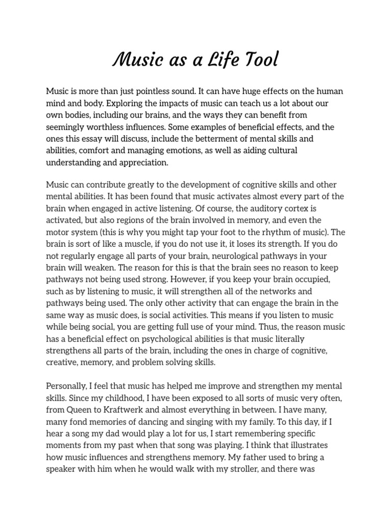 Music as a Life Tool | PDF | Emotions | Mind