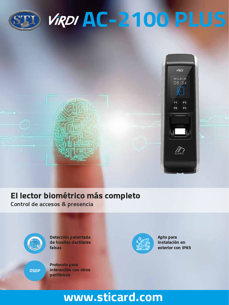 Folleto Lector Biometrico Virdi Ac 2100 Plus | PDF