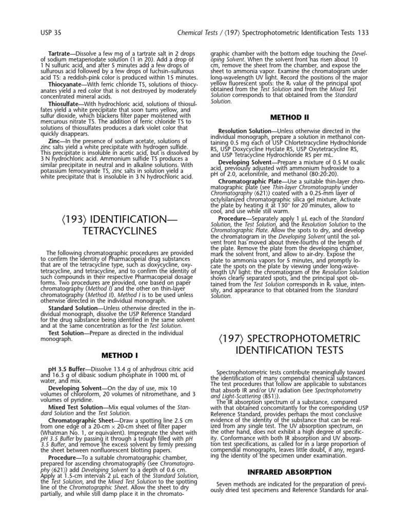 0133-0134 (197) Spectrophotometric Identification Tests | PDF ...