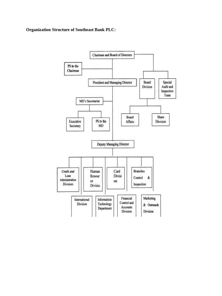 Organization Structure of Southeast Bank PLC | PDF