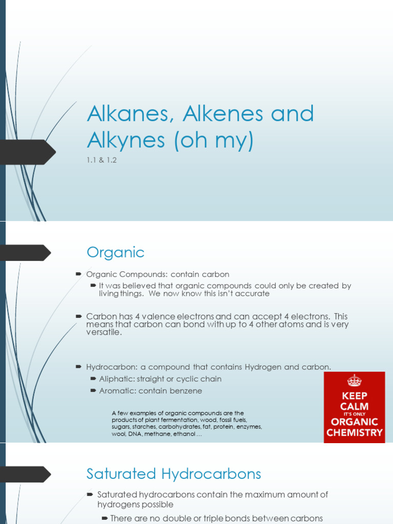 1.1 & 1.2 Alkanes, Alkenes and Alkynes | PDF | Alkane | Alkene