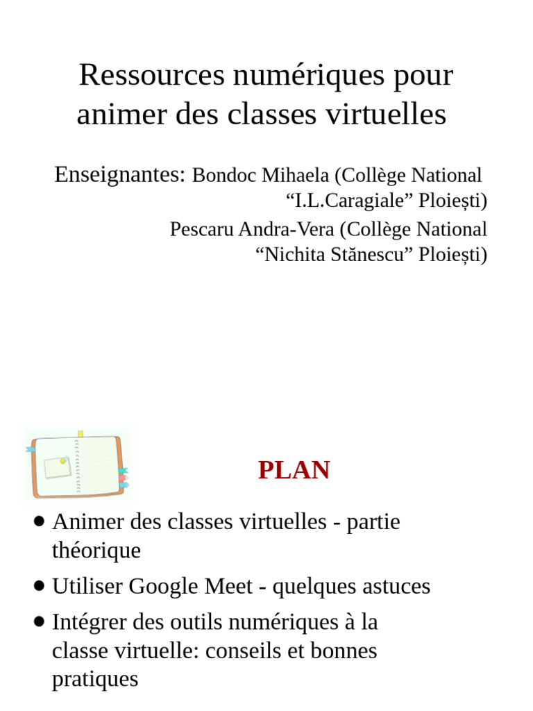 Ressources Numeriques Pour Animer Des Classes Virtuelles | PDF