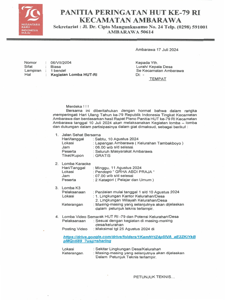 Keg Lomba Hut Ri Ke-79 Kec - Amb | PDF