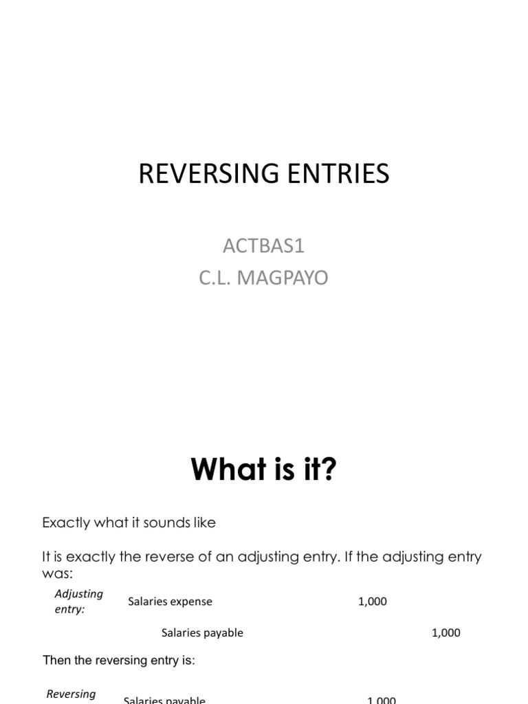 Understanding Reversing Entries in Accounting | PDF