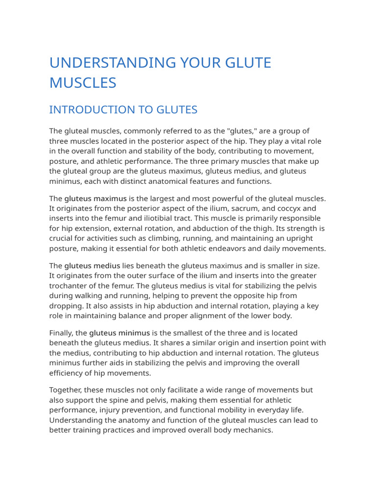 Essential Guide to Glute Muscles | PDF | Human Anatomy | Limbs (Anatomy)