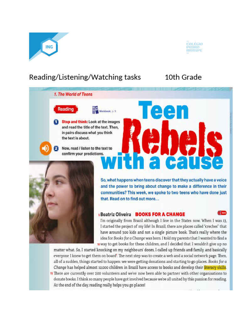 Reading Watching Listening Tasks 2 | PDF