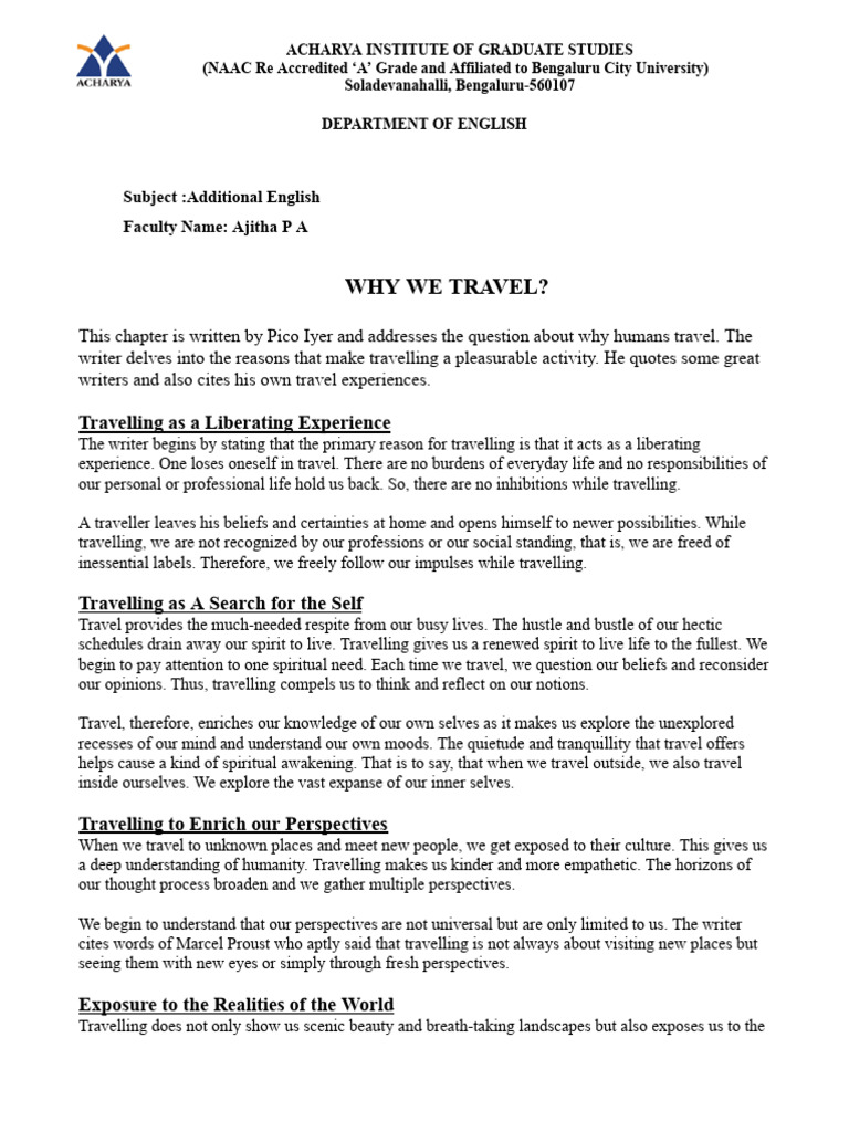 Why We Travel. 16865627384050 | PDF | Psychology