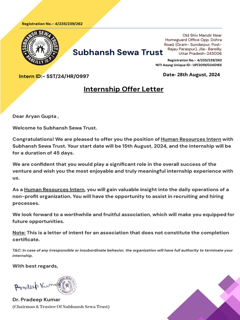 SST(HR) OFFER LETTER | PDF