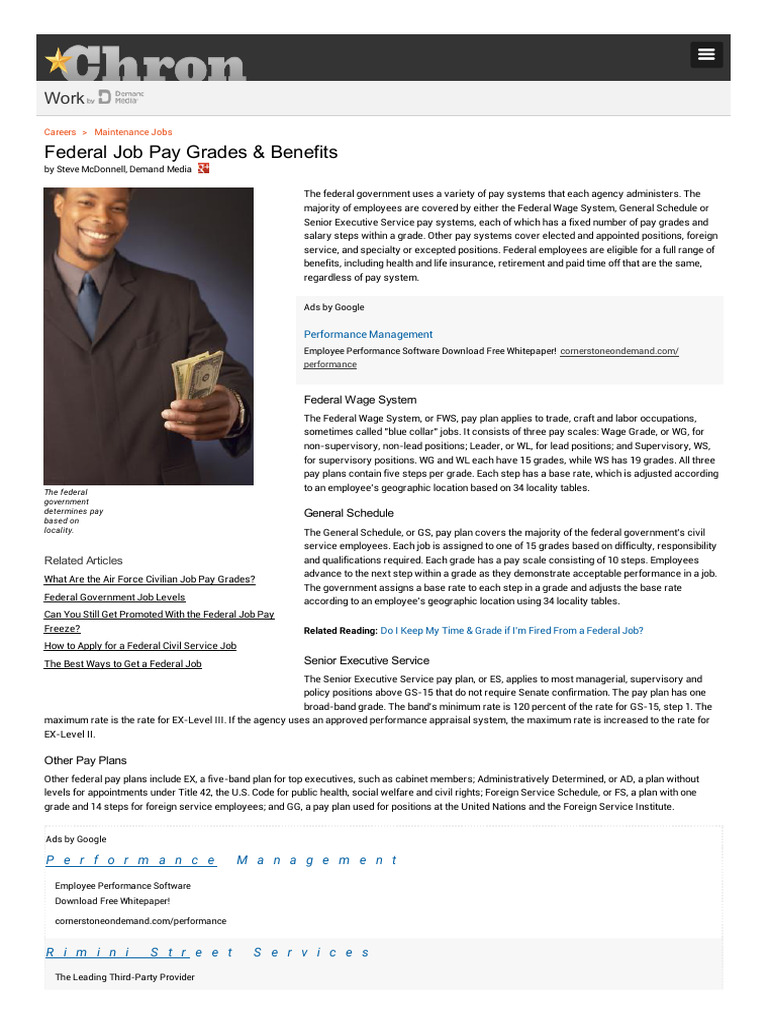 Federal Job Pay Grades & Benefits | PDF | General Schedule (Us Civil ...
