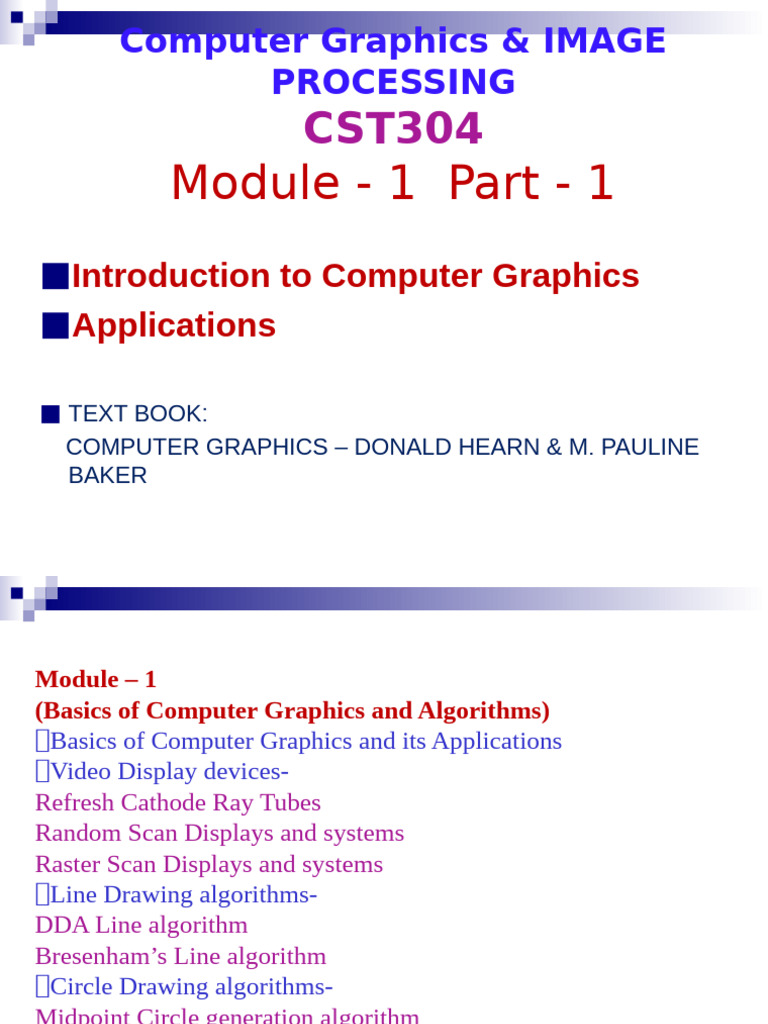 CGIP Mod1 PPT 1 (Intro, Applications) | PDF | Computer Graphics | Graphics
